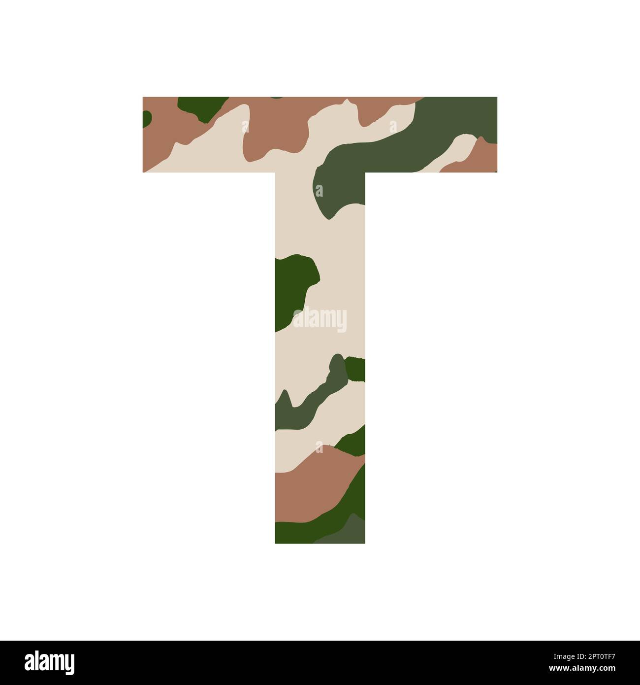 English alphabet letter T, khaki style isolated on white background ...