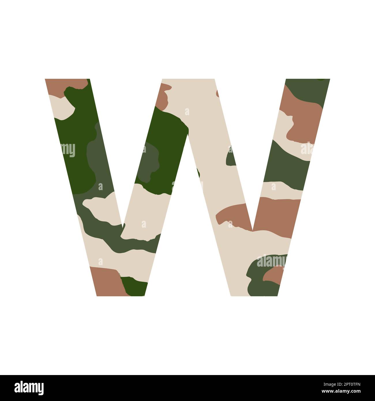 English alphabet letter W, khaki style isolated on white background - Vector illustration Stock ...
