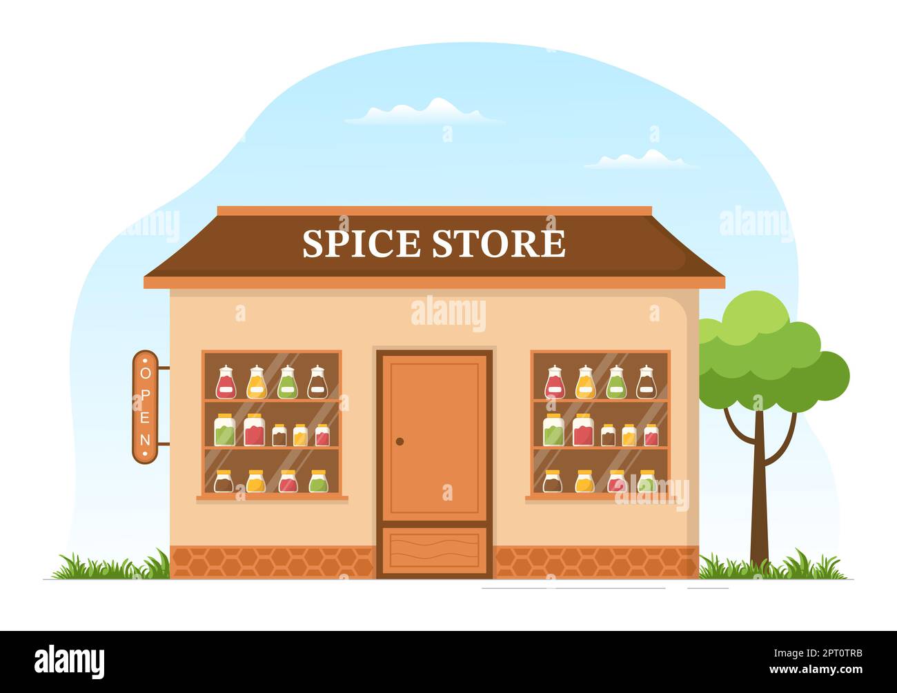 Spice Shop with Different Hot Spices, Condiment, Exotic Fresh Seasoning ...