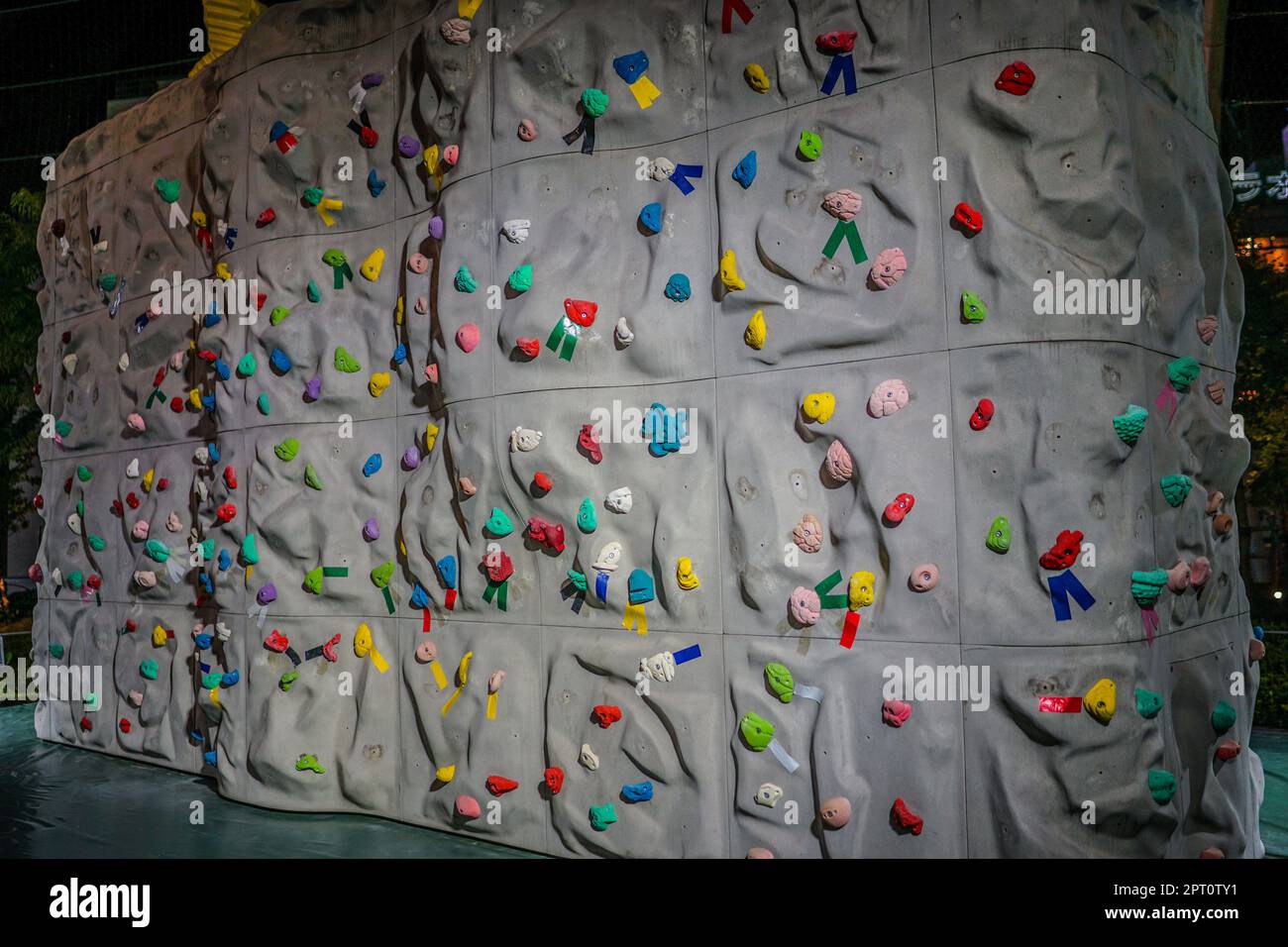 Bouldering wall (climbing wall). Shooting Location: Shibuya -ku, Tokyo ...