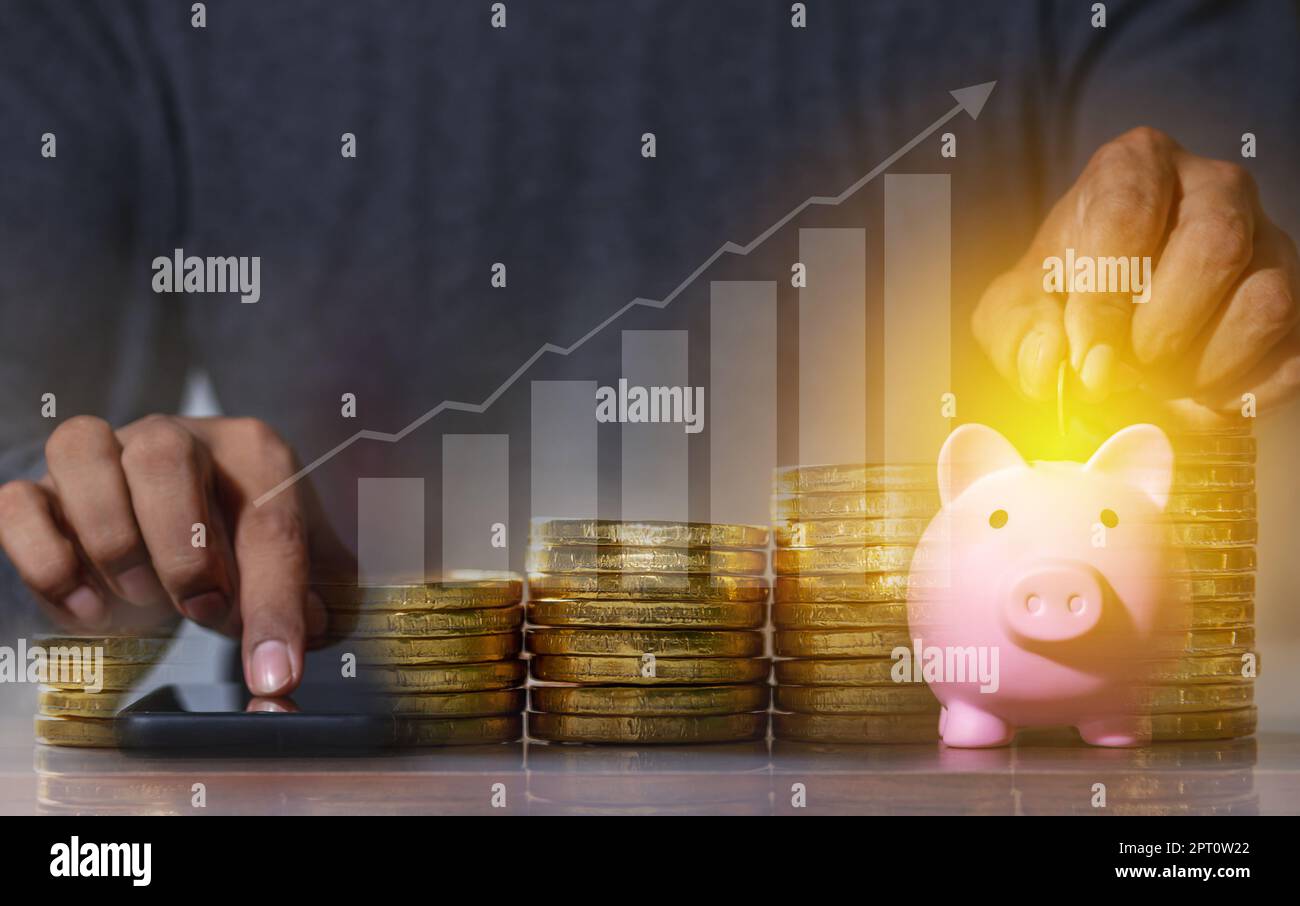 Duoble Exposure, Internet Banking Savings Concept, Online Investment ...