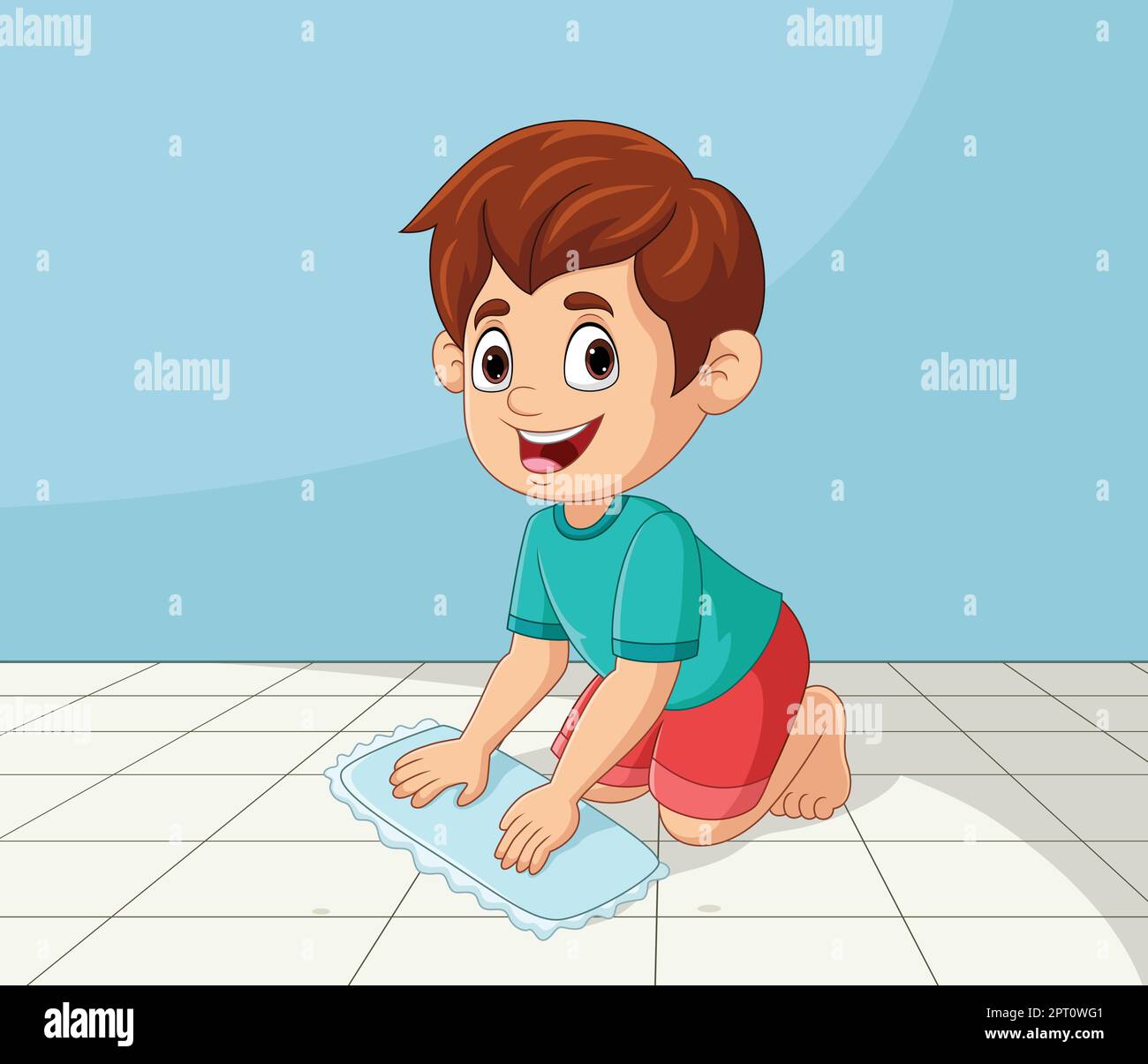 Kid Dusting Clipart