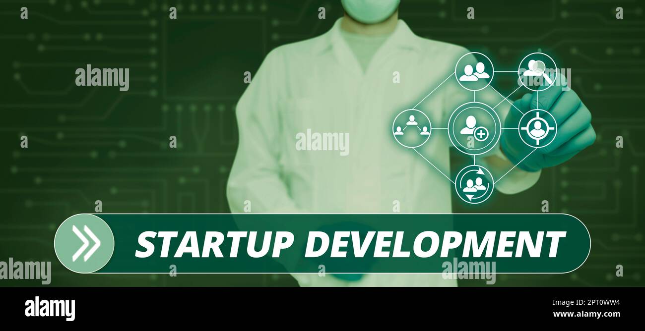 Conceptual caption Startup Development, Word for developing idea which ...
