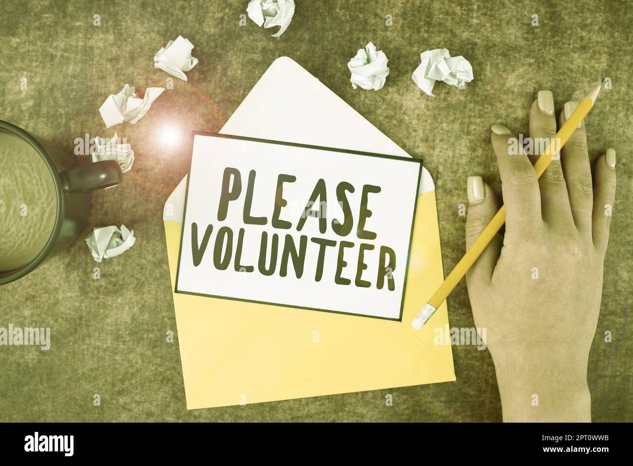 Hand writing sign Please Volunteer, Business concept act of politely ...