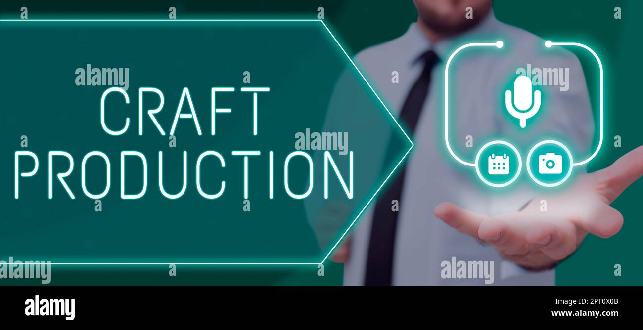 Sign displaying Craft Production, Business approach process of ...