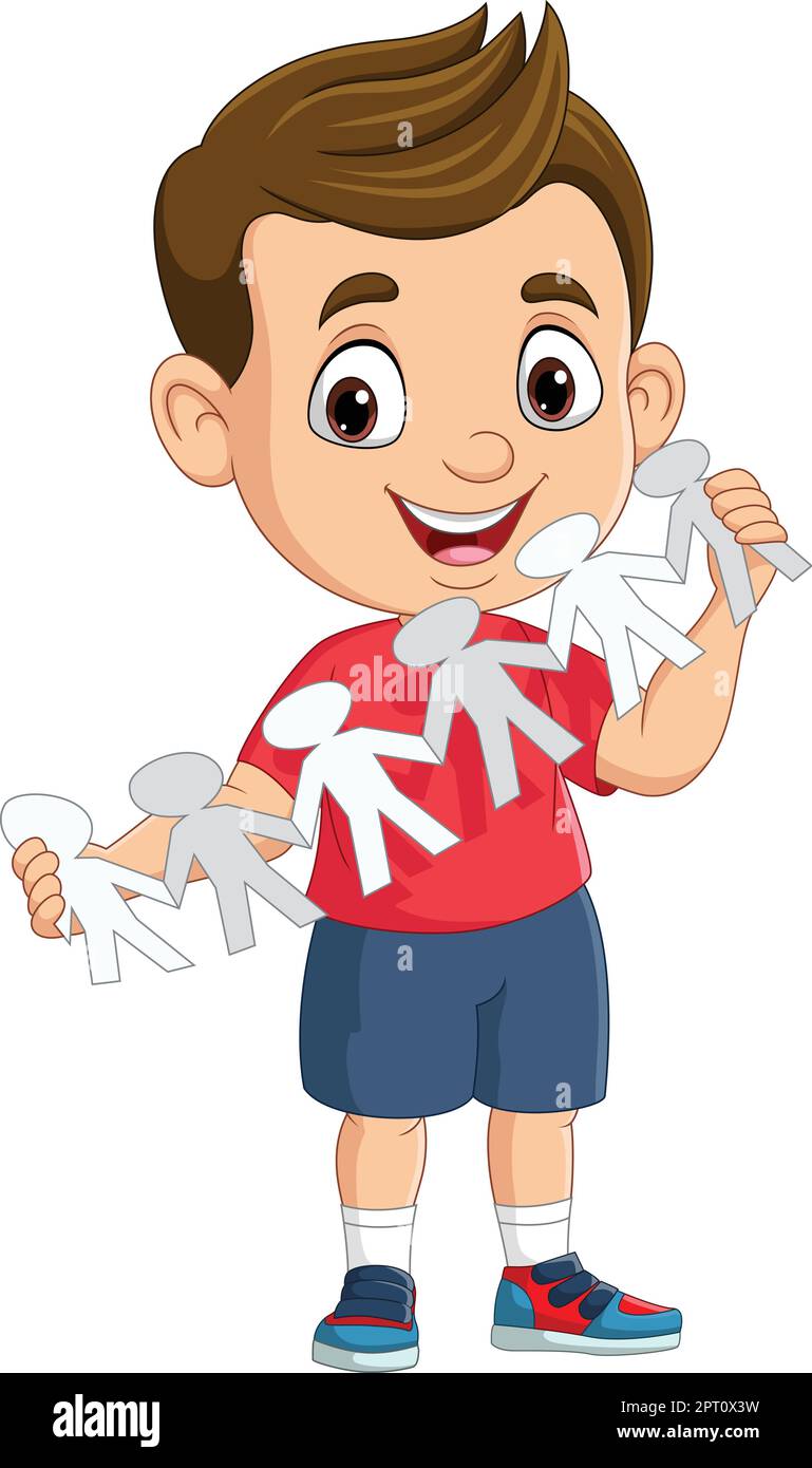 Cartoon boy holding human paper cutout Stock Vector Image & Art - Alamy