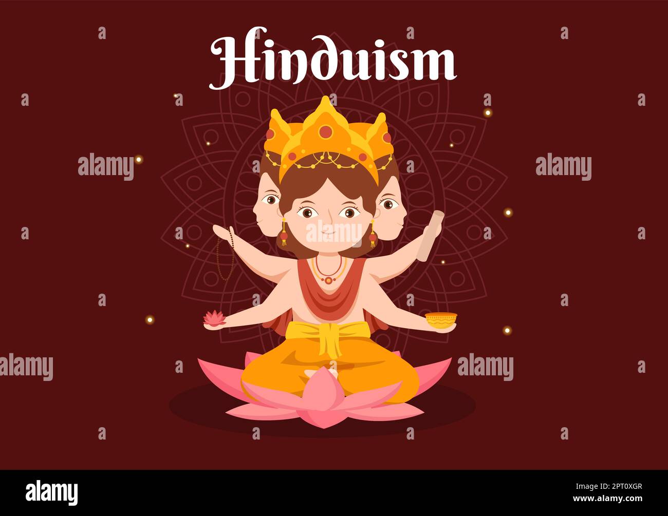 Hinduism of Various Indian God Flat background Cartoon Hand Drawn ...