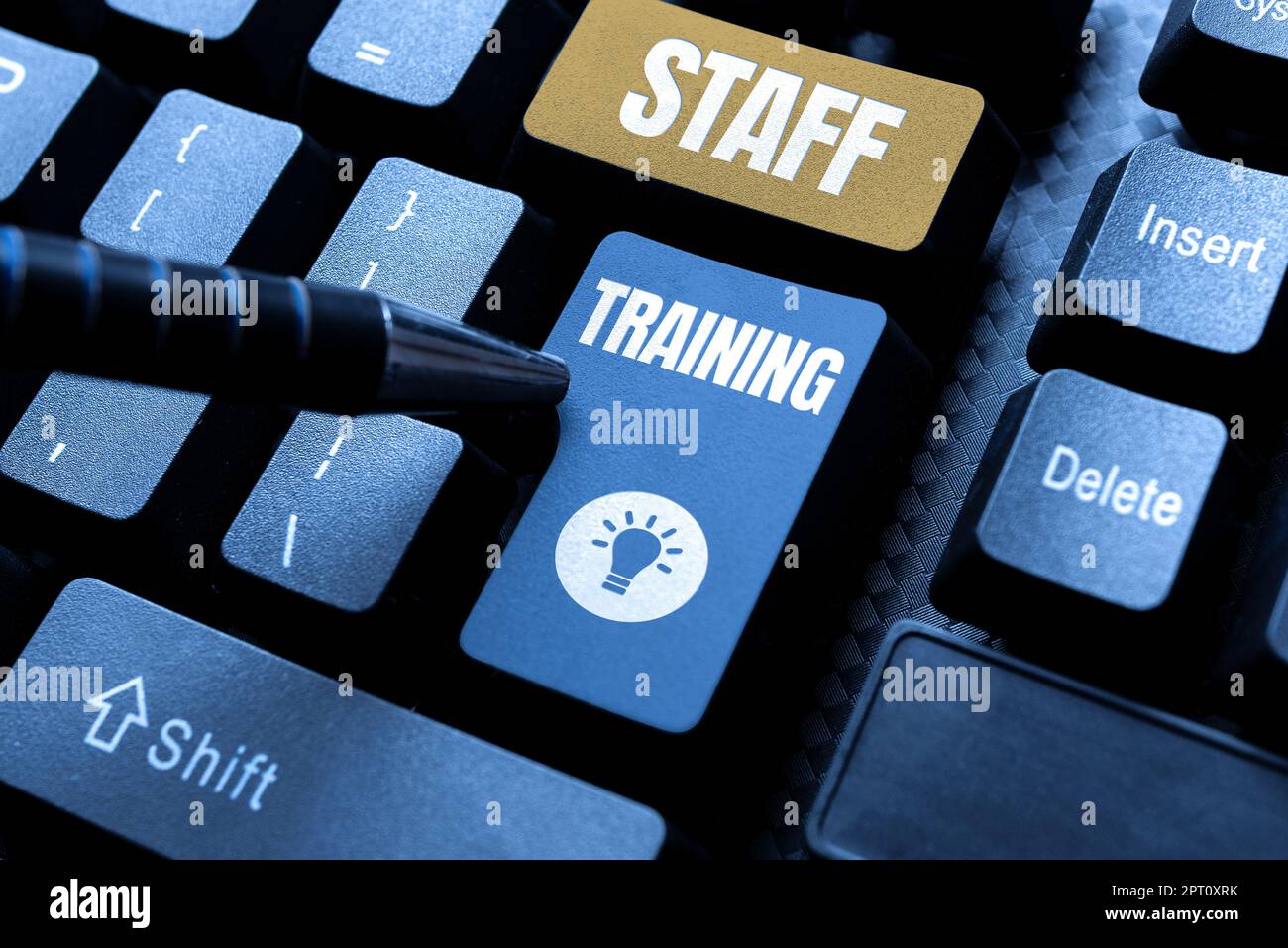 Handwriting text Staff Training, Word for an act of pointing a location ...
