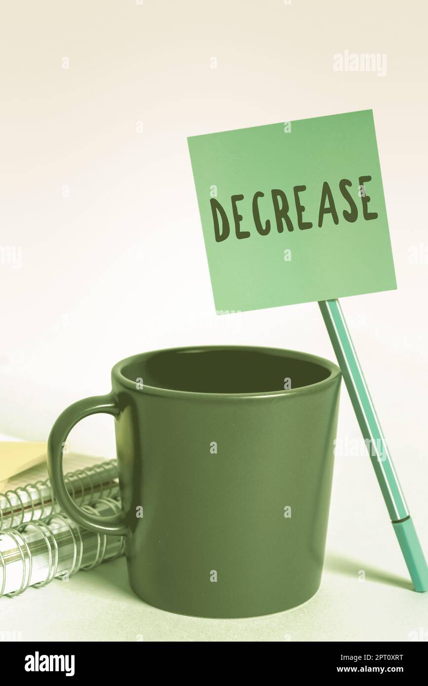 Text caption presenting Decrease, Word for make or become smaller or ...