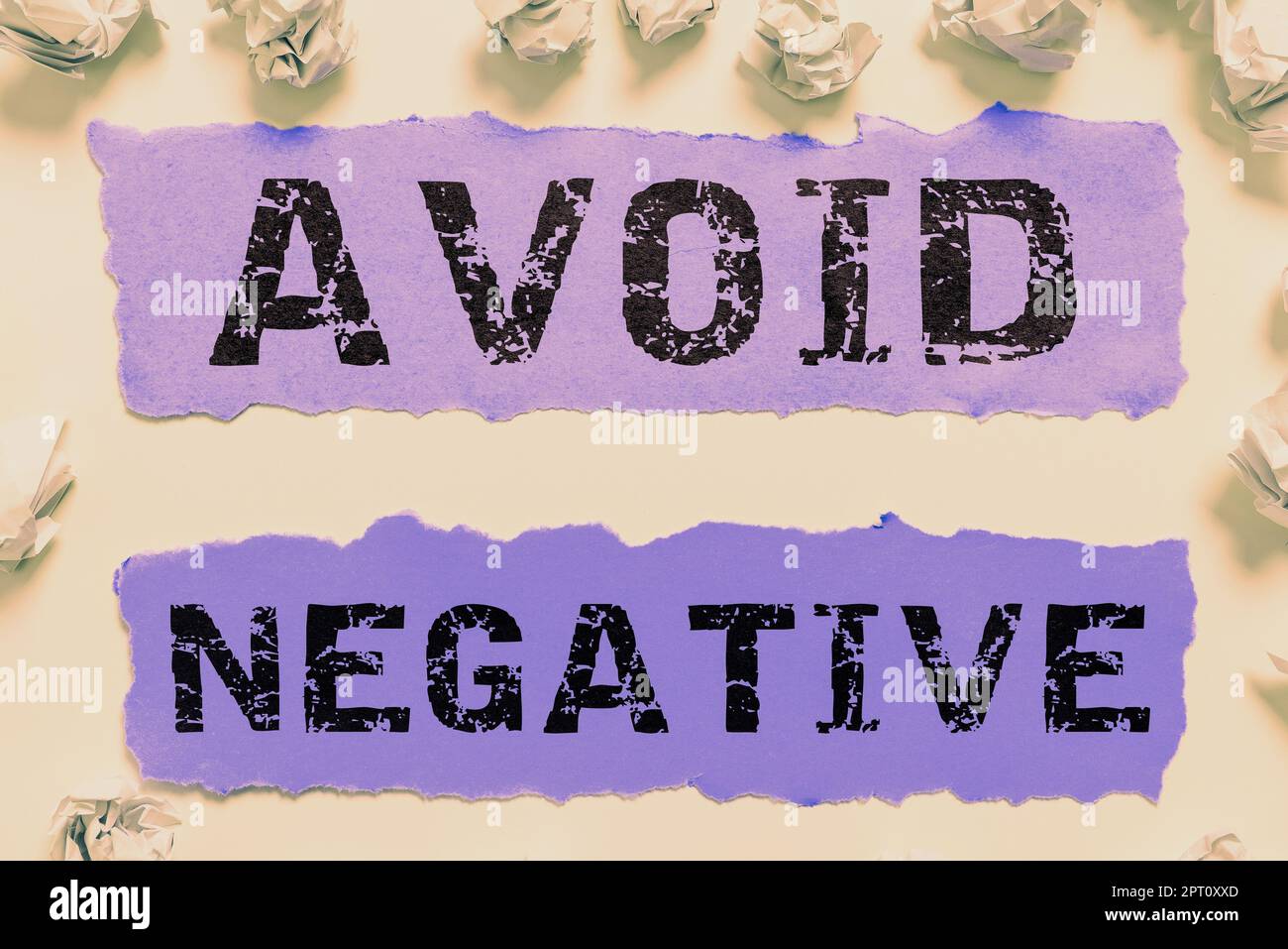Text caption presenting Avoid Negative, Word for Staying away from ...