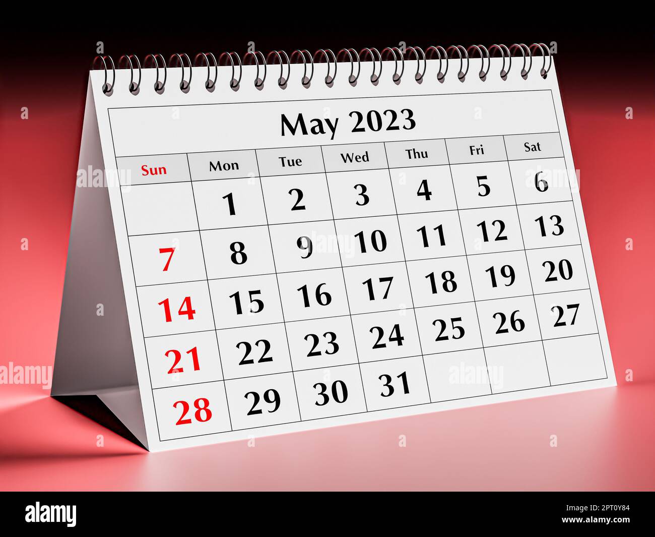 One page of the annual business desk monthly calendar. Date - april May 2023. 3d rendering Stock ...