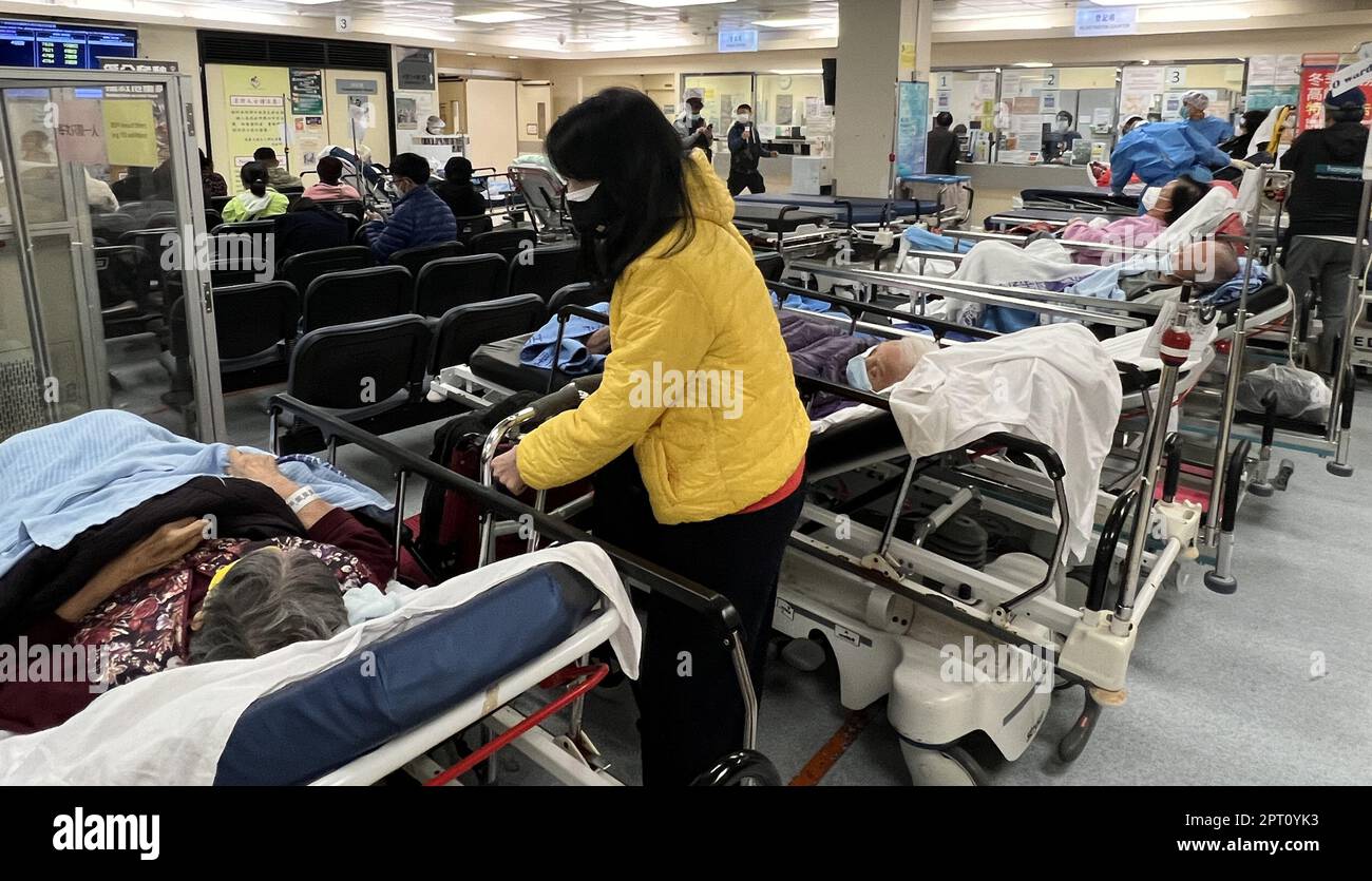 Patients waiting in the Accident & Emergency (A&E) room at Pamela Youde ...