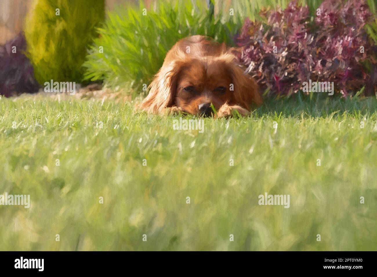 Digital painting of a closeup profile shot of a single isolated ruby ...