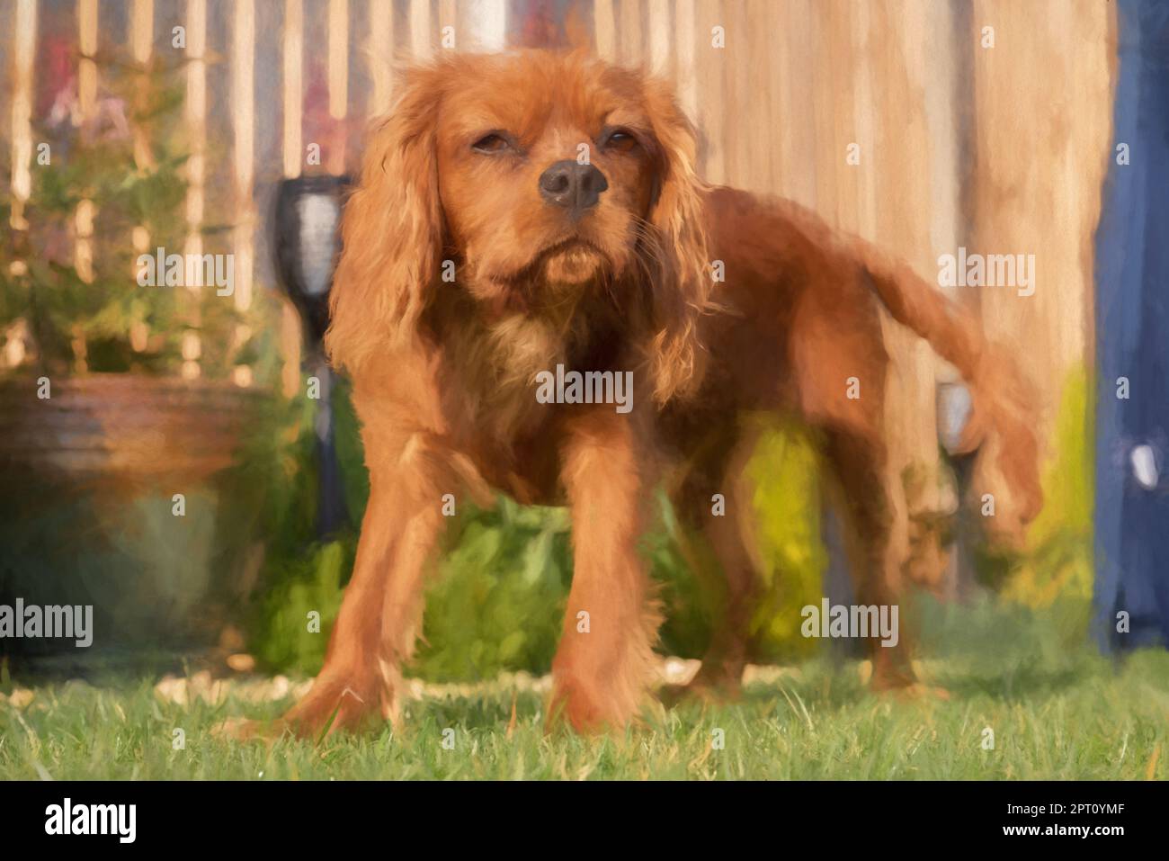 Digital painting of a closeup profile shot of a single isolated ruby ...