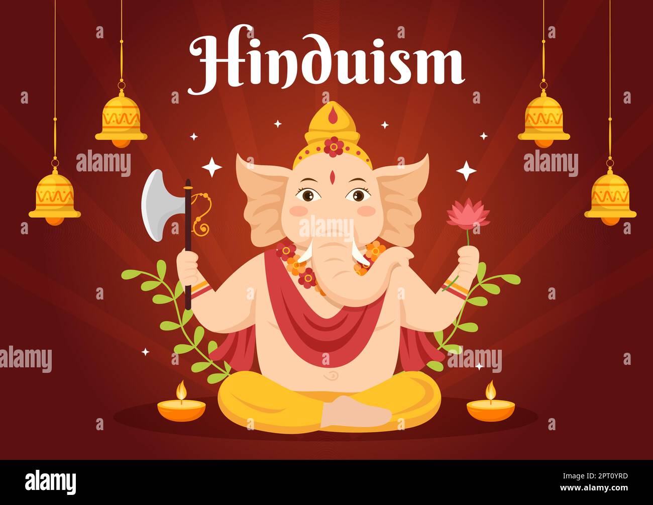 Hinduism of Various Indian God Flat background Cartoon Hand Drawn ...