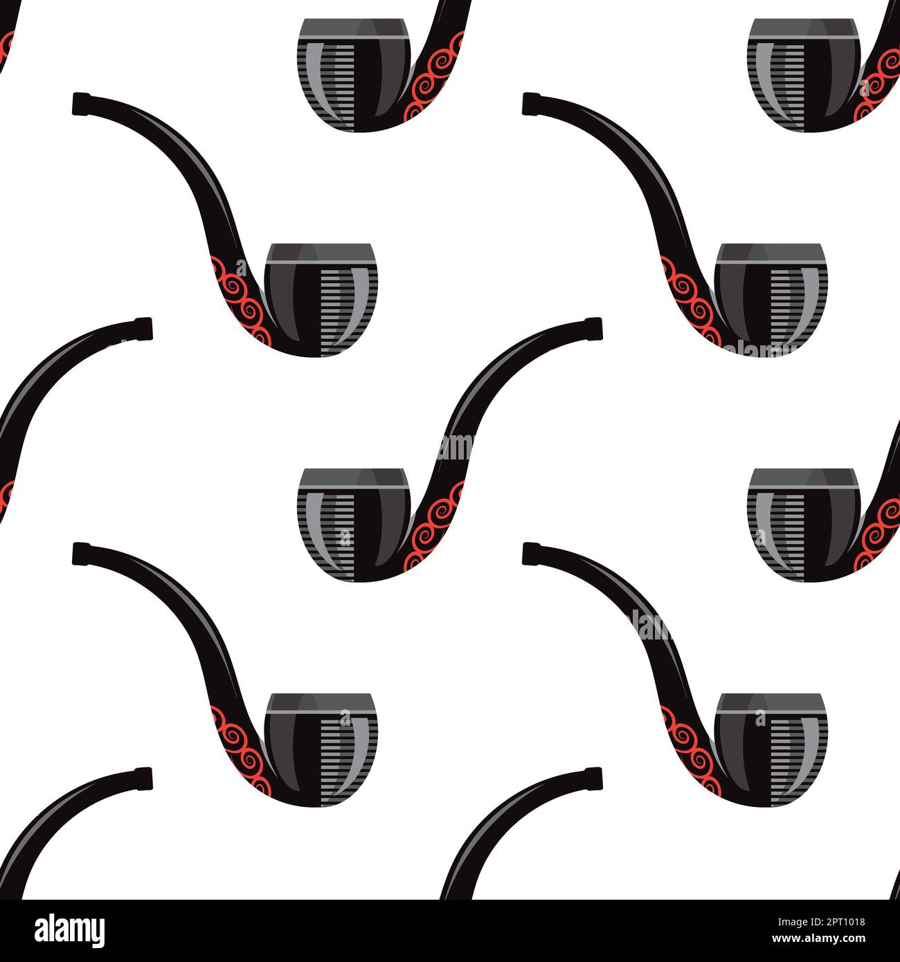 Wooden Smoking Pipe Silhouette Seamless Pattern Isolated on White ...