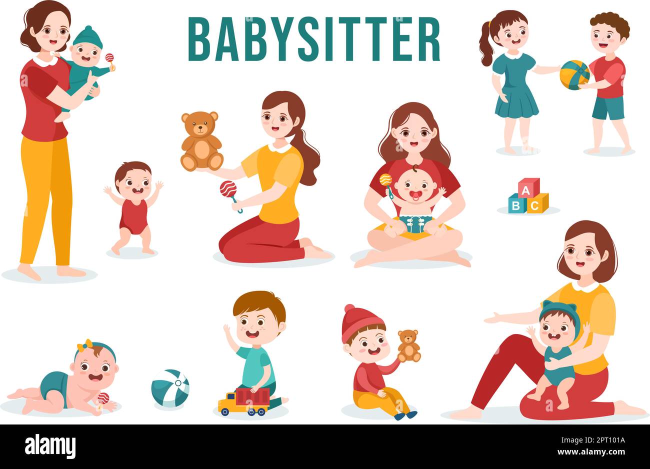 Babysitter or Nanny Services to Care for Provide for Baby Needs and Play with Children on Flat ...