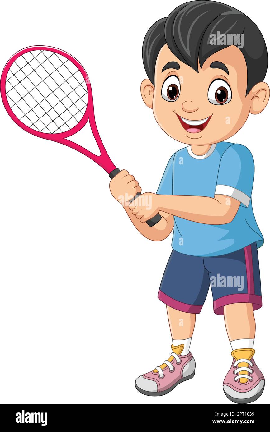 Cartoon little boy playing tennis Stock Vector Image & Art - Alamy