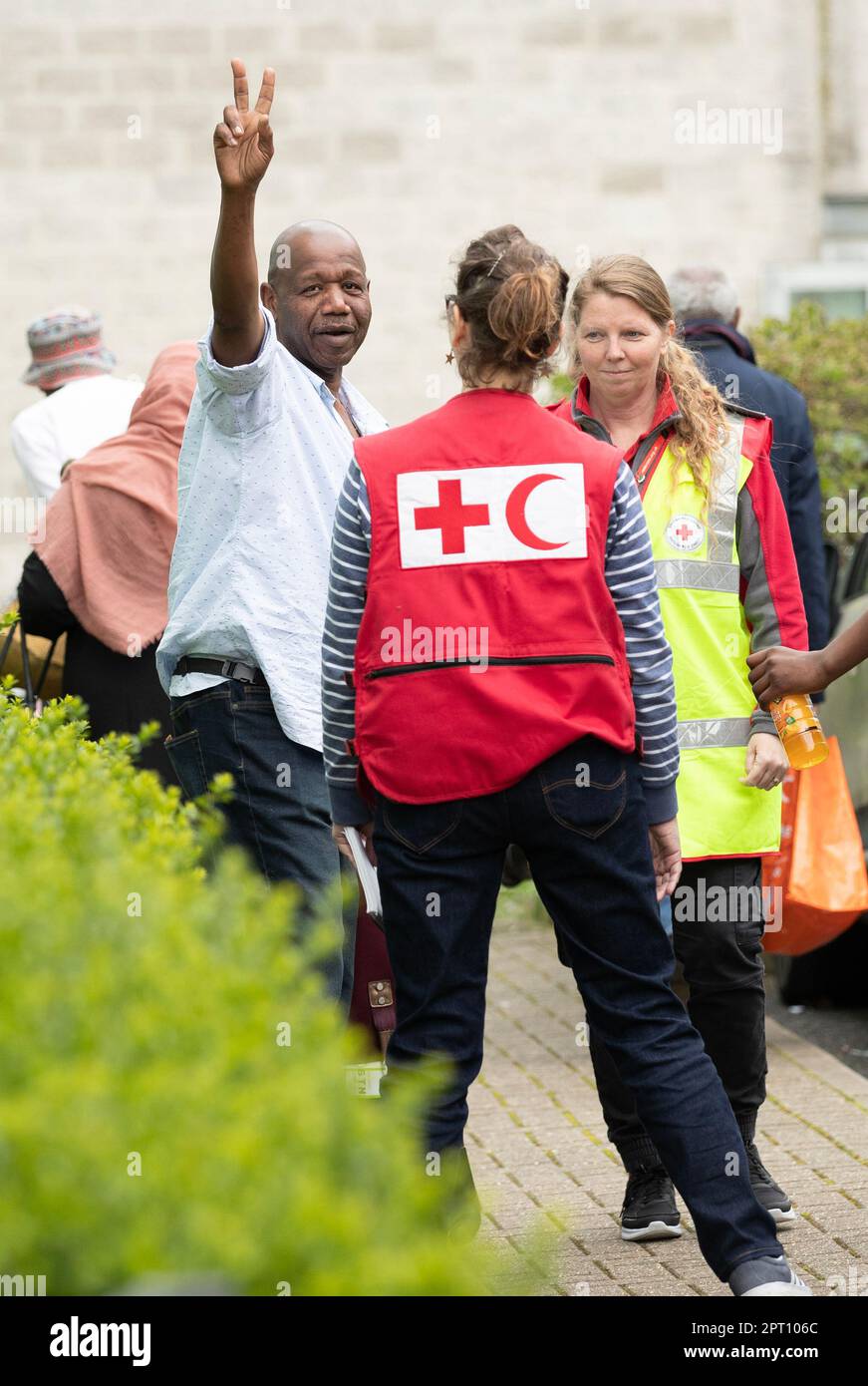 British nationals arrive at the Radisson Blue hotel at Stansted Airport ...