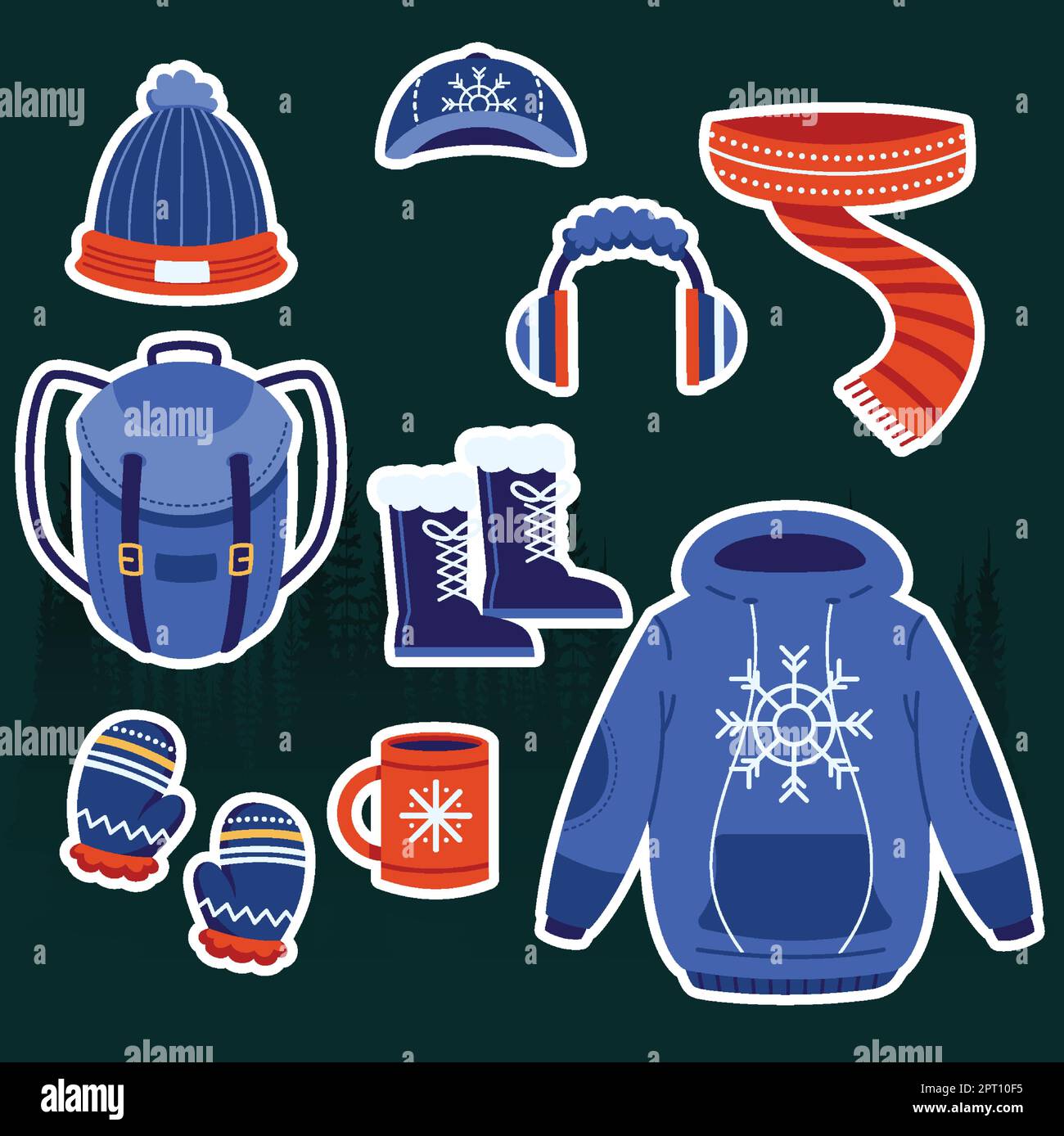 Cartoon Winter Warm Clothes Signs Icon Set Stock Vector Image & Art - Alamy