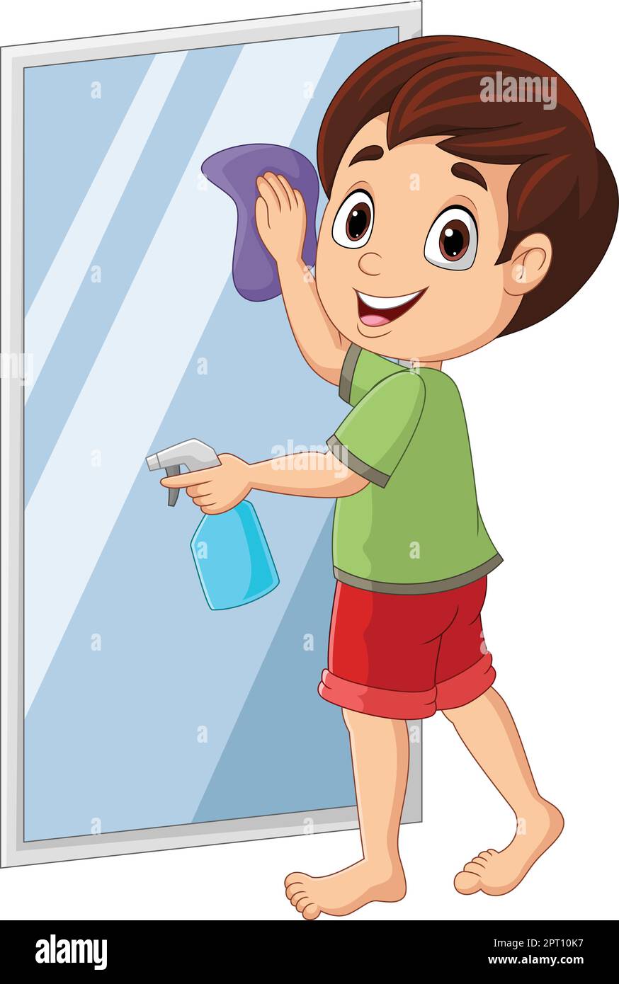 Kids Cleaning Bathroom Clipart