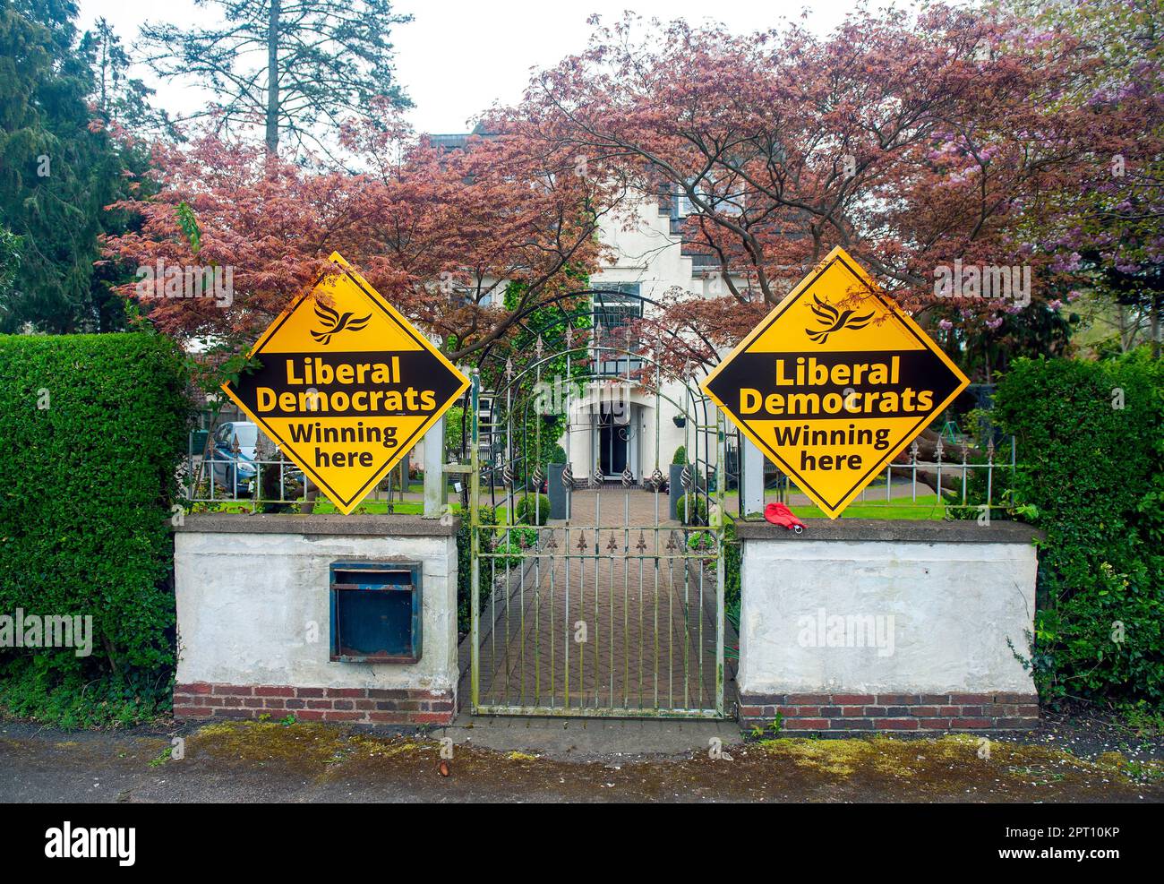 Local election political party placards. Many local council elections ...