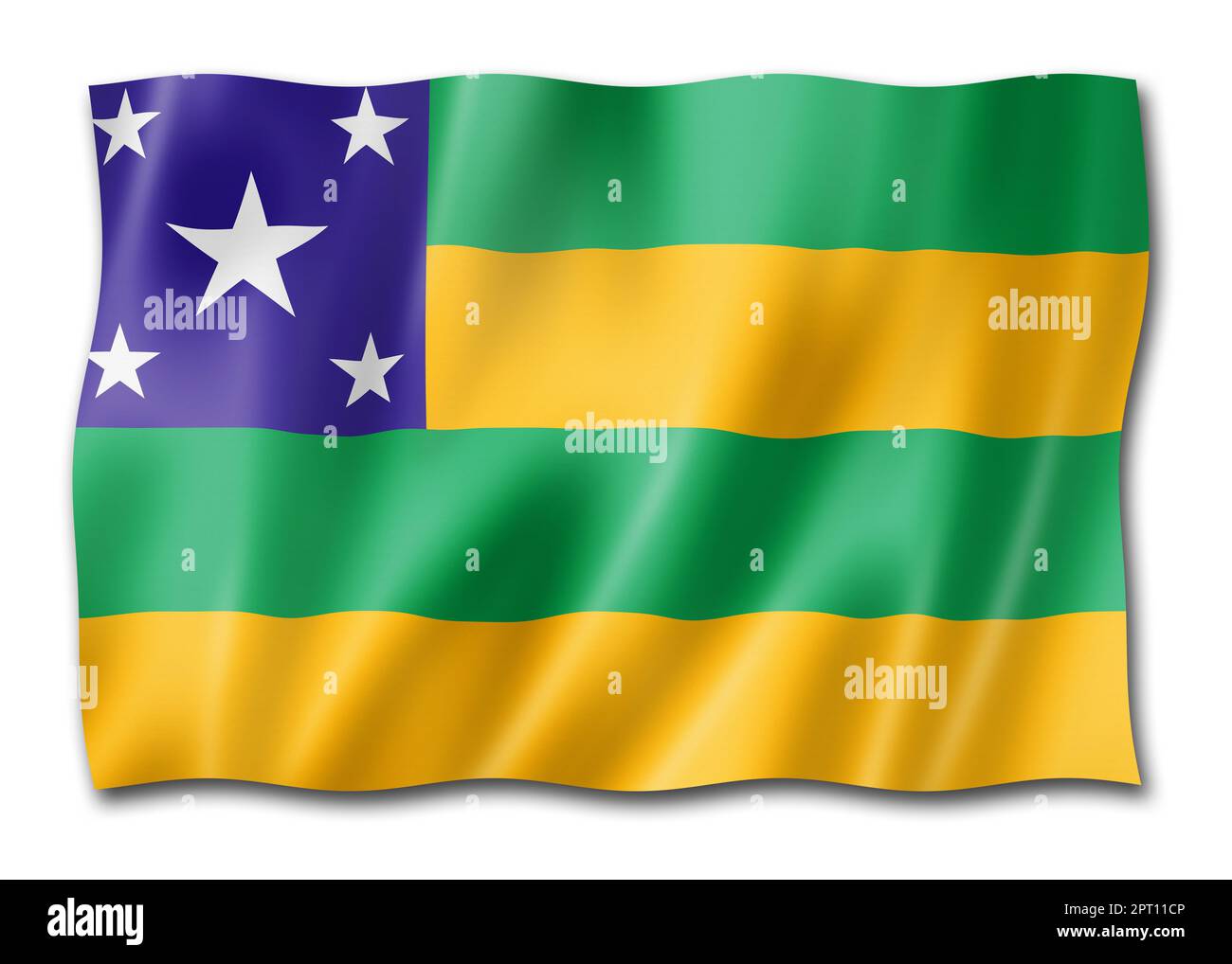 Sergipe state flag, Brazil waving banner collection. 3D illustration ...