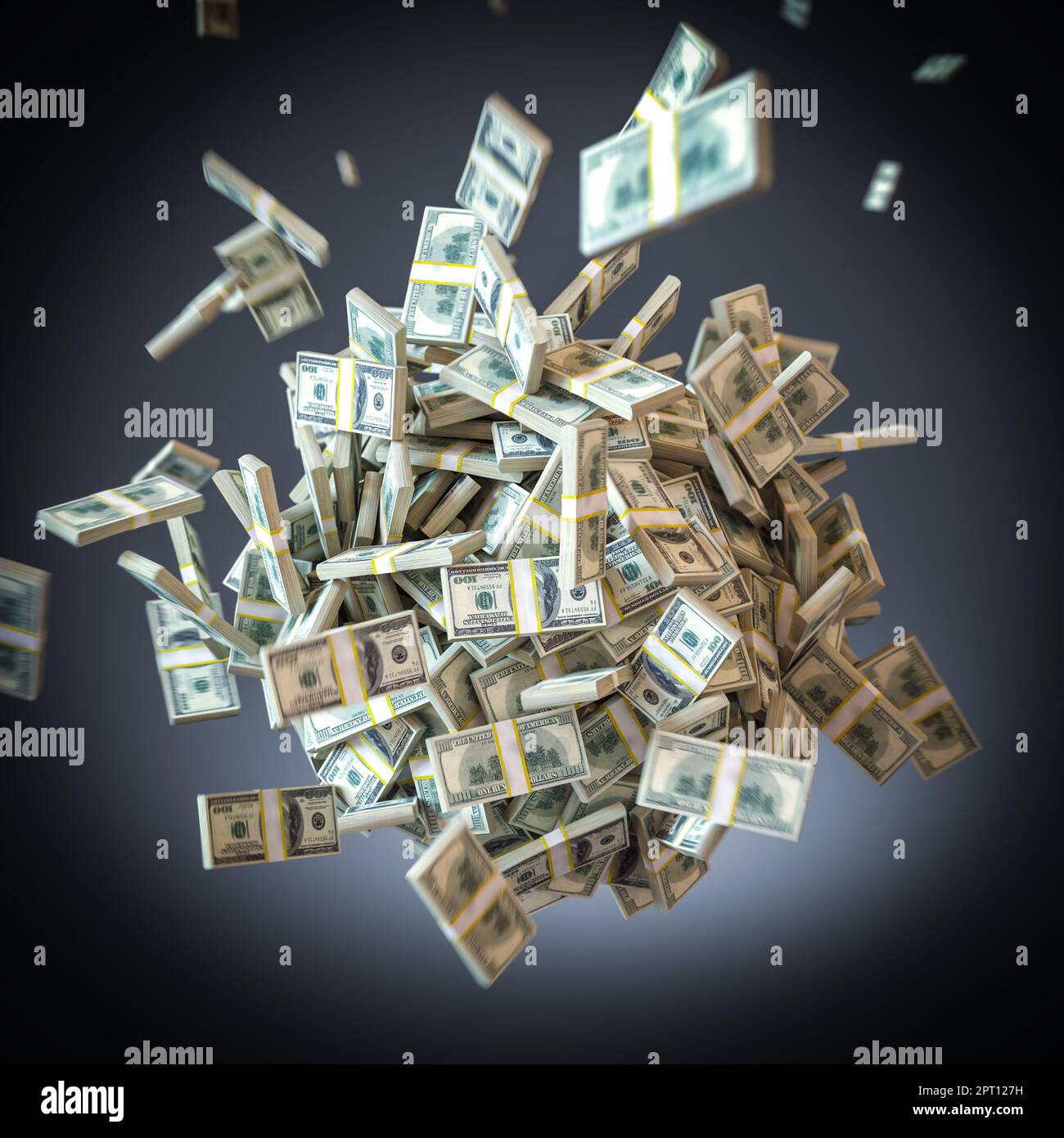 ball of wads of dollars, selective focus. 3d render Stock Photo - Alamy