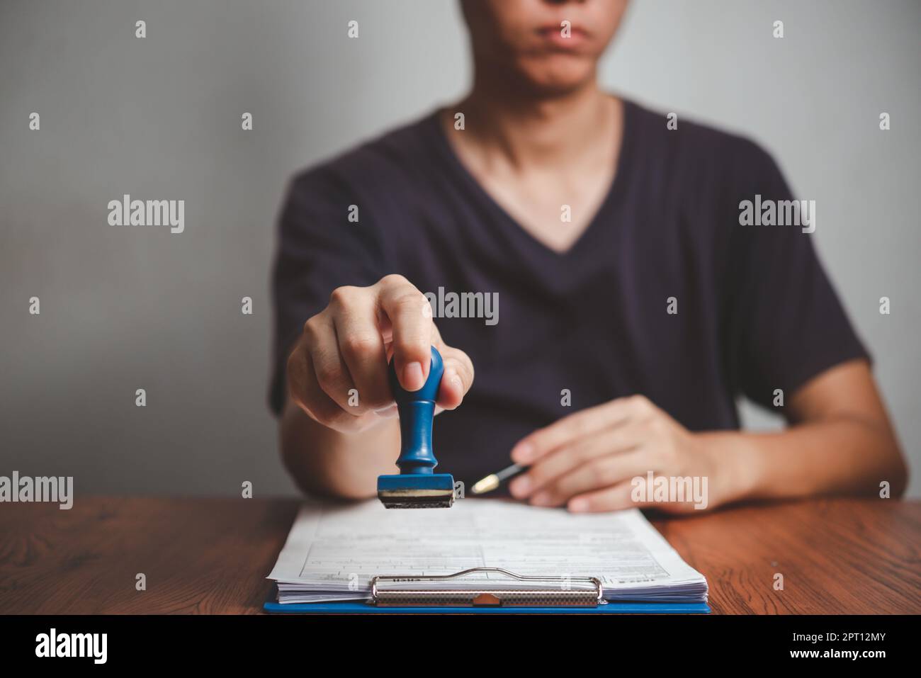 Signing approval record documents stamp confirmation occupation ...