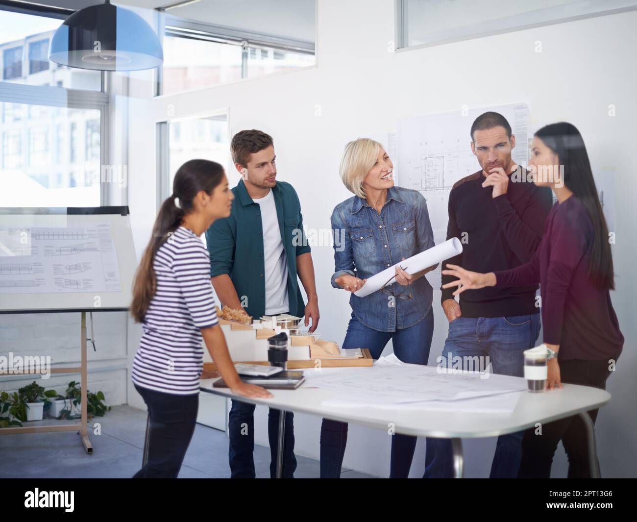 Debating the aspects of the design to ensure perfection. a group of ...