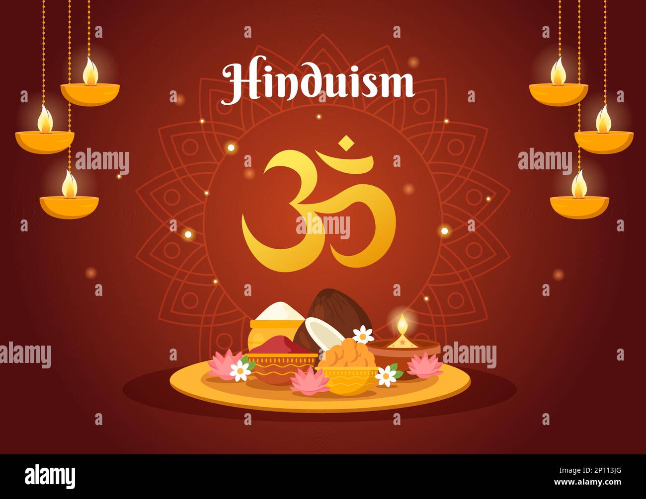 Symbol of Hinduism Flat background Cartoon Hand Drawn Templates ...