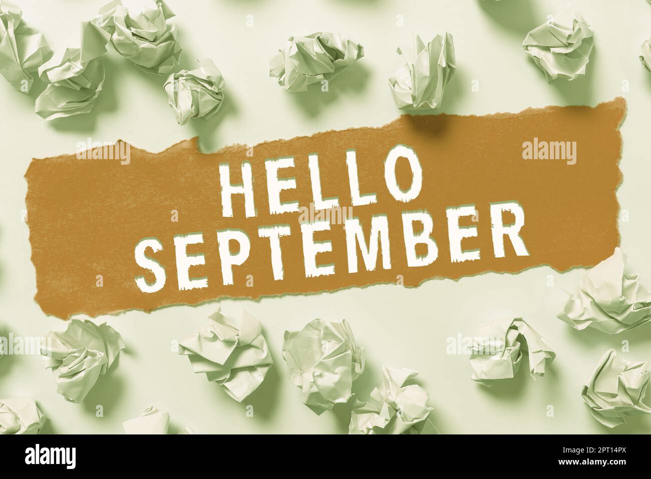 Text caption presenting Hello September, Word for greeting used in ...