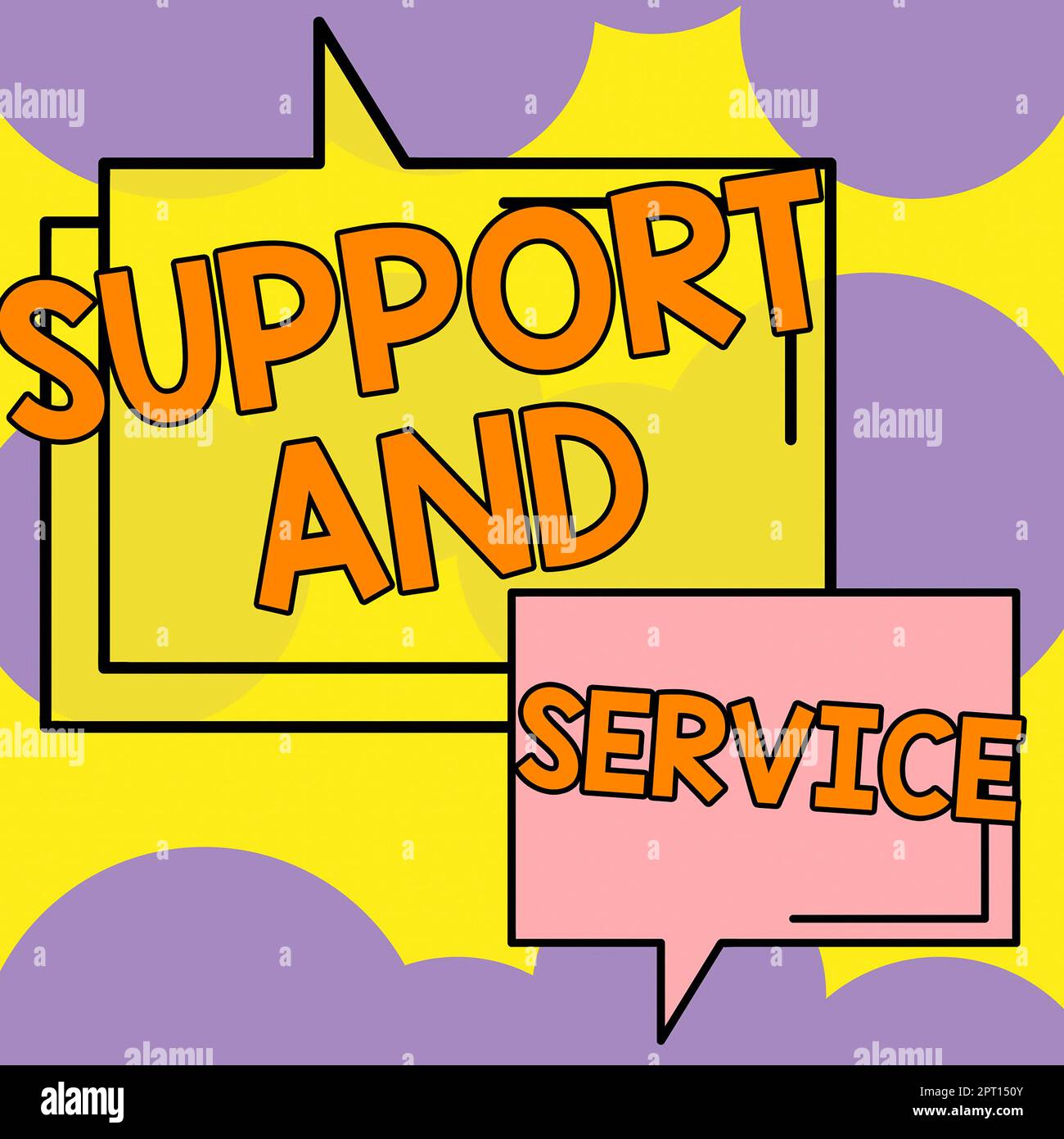 Text showing inspiration Support And Service, Business overview ...