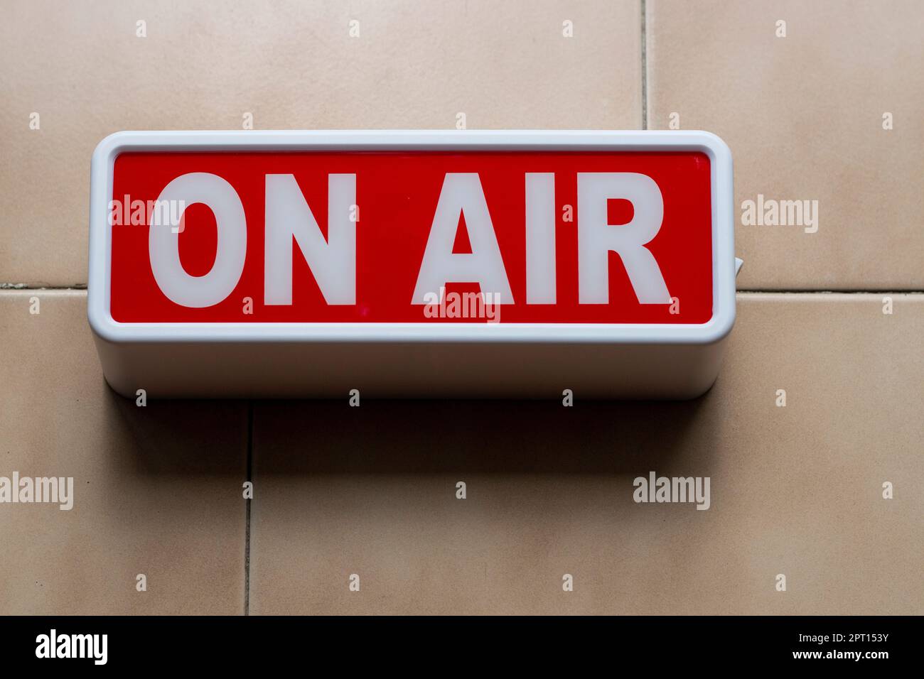 Poster, sign or signal with the warning indication "on air Stock Photo ...