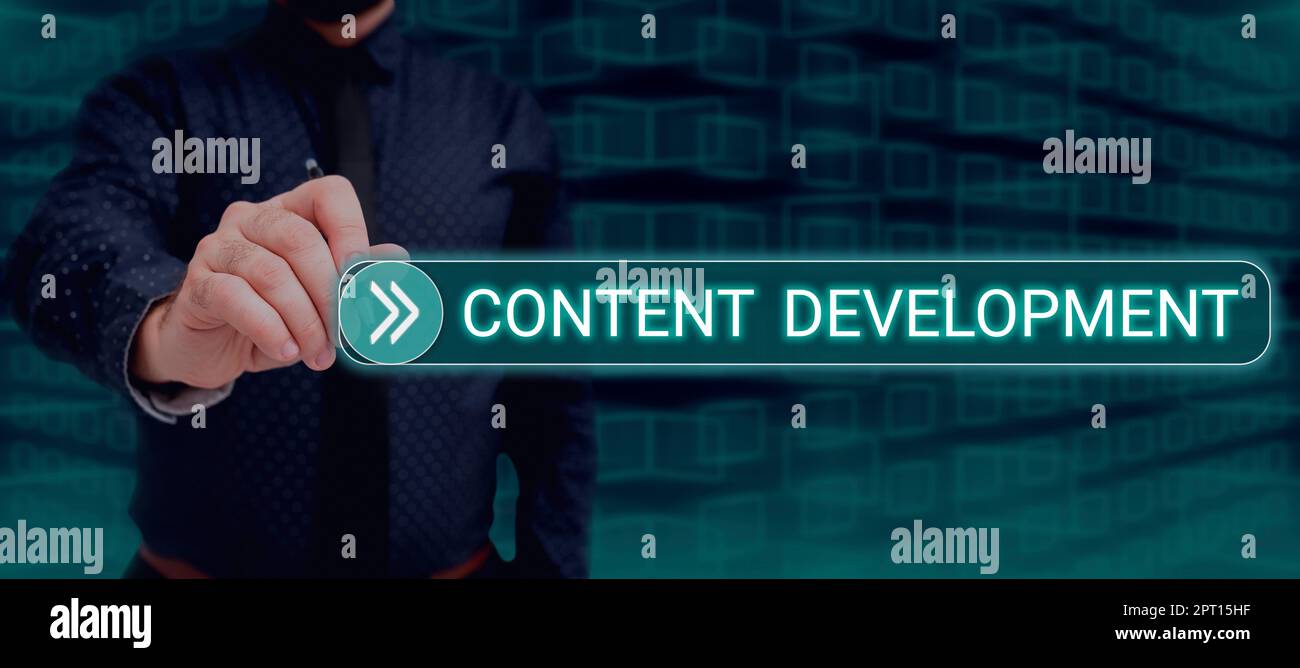 Sign displaying Content Development, Business idea Specialized in Graphic Design Multimedia ...