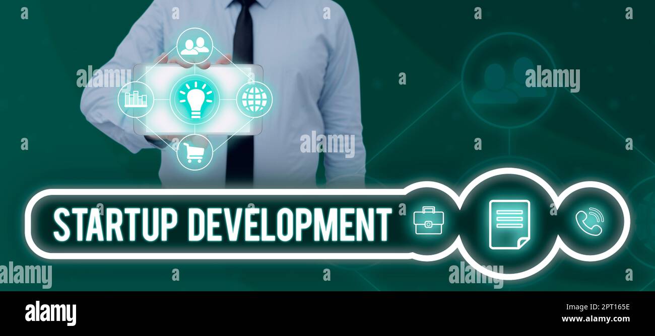 Sign displaying Startup Development, Word Written on developing idea ...