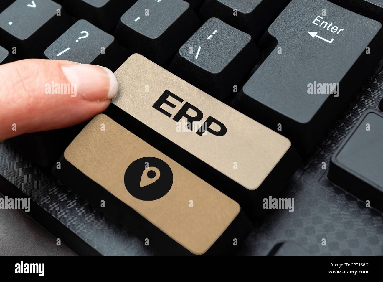 Text caption presenting Erp, Word Written on enterprise resource planning centralized database ...