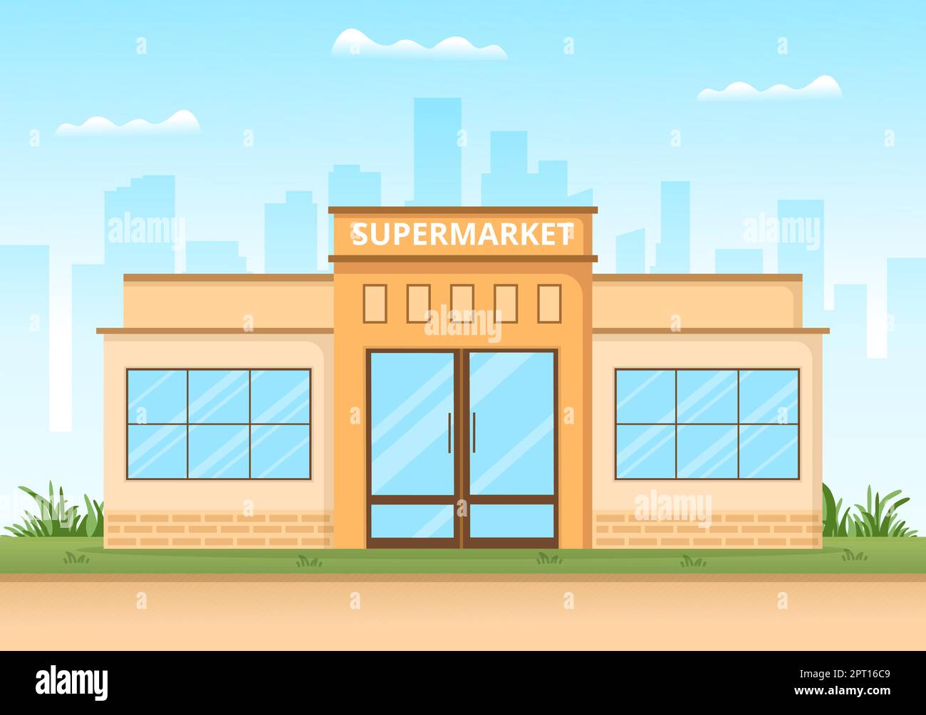 Grocery Store or Supermarket with Food Product Shelves, Racks Dairy ...