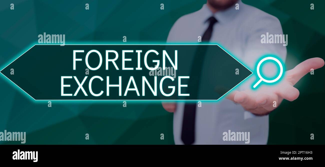Sign displaying Foreign Exchange, Concept meaning system for dealing in ...