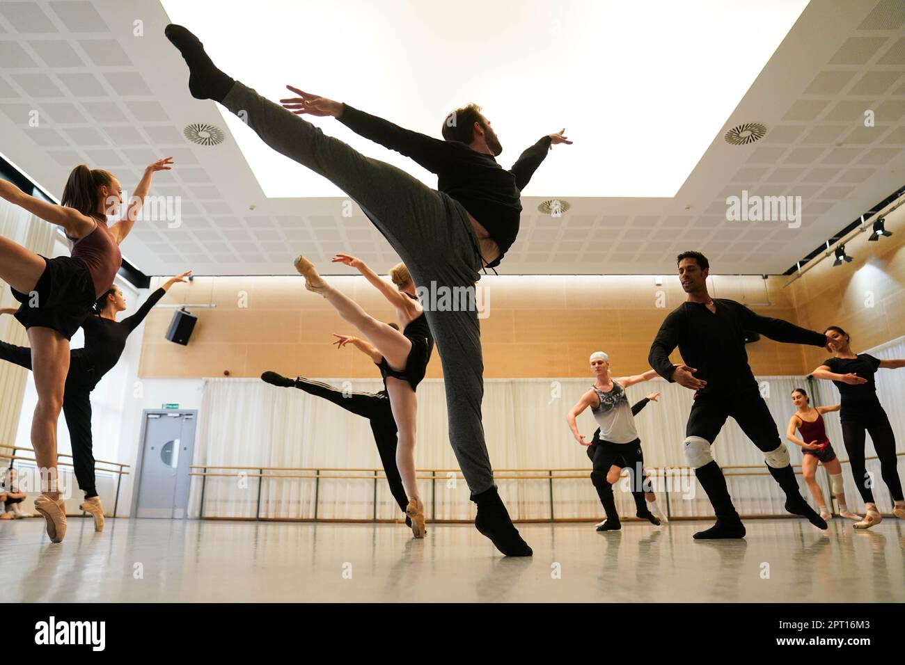 Dancers from the Birmingham Royal Ballet perform a rehearsal during the ...