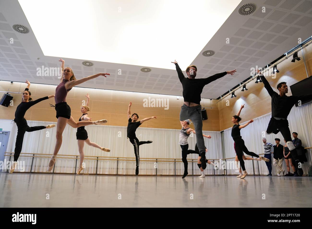 Dancers from the Birmingham Royal Ballet perform a rehearsal during the ...