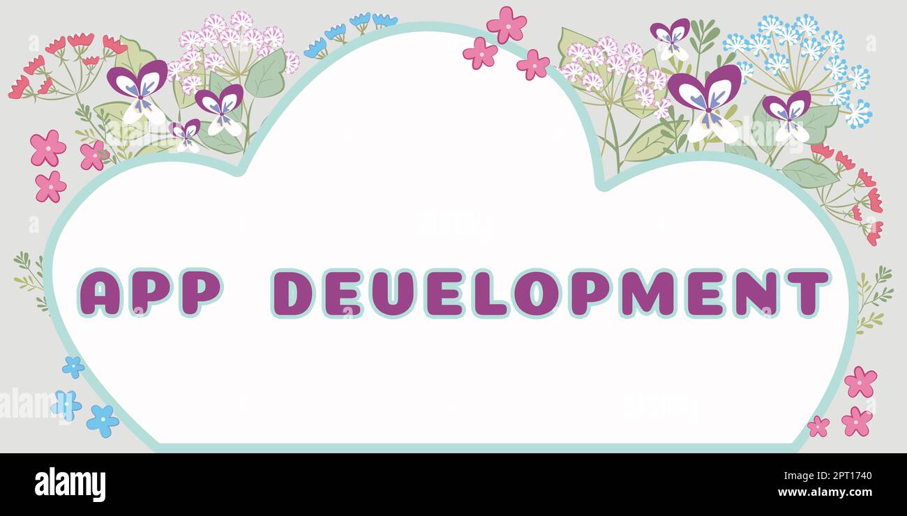 Text Caption Presenting App Development Word Written On Producing Computer Software With A