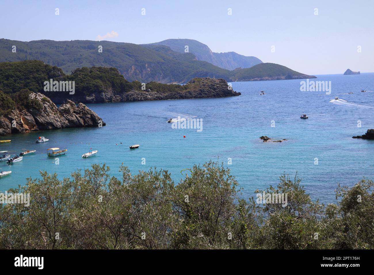View of the amazing bay with beautiful crystal clear water and cliffs ...