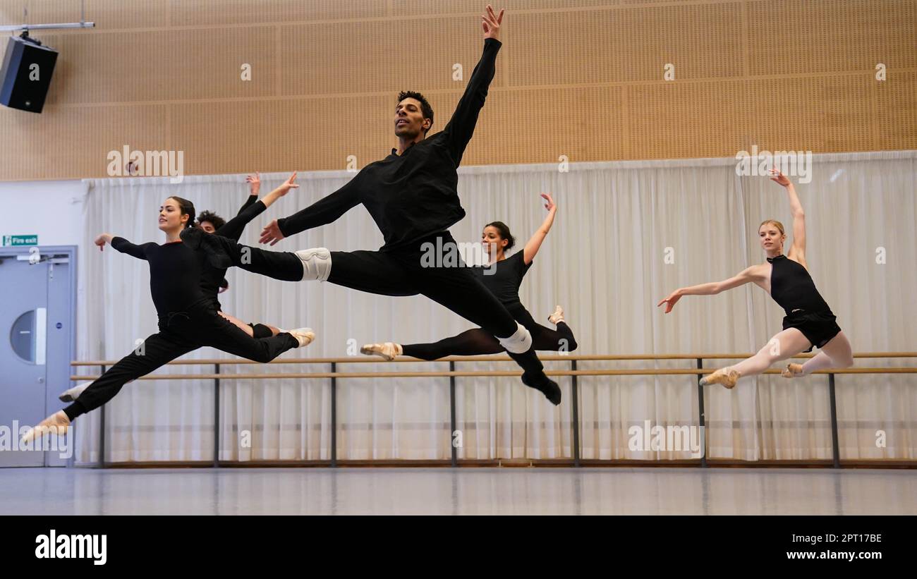 Dancers from the Birmingham Royal Ballet perform a rehearsal during the ...