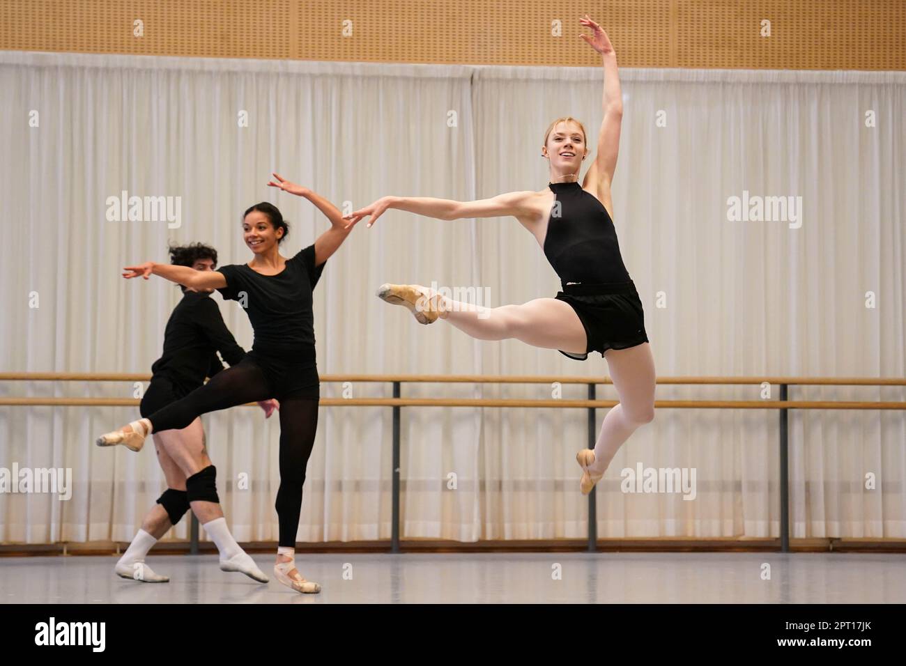 Dancers from the Birmingham Royal Ballet perform a rehearsal during the ...