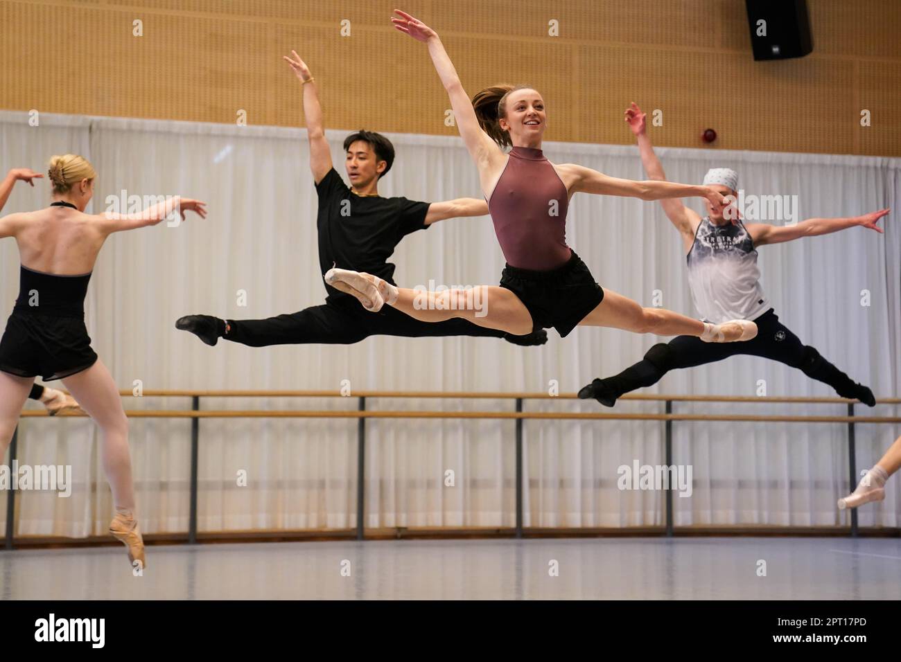 Dancers from the Birmingham Royal Ballet perform a rehearsal during the ...