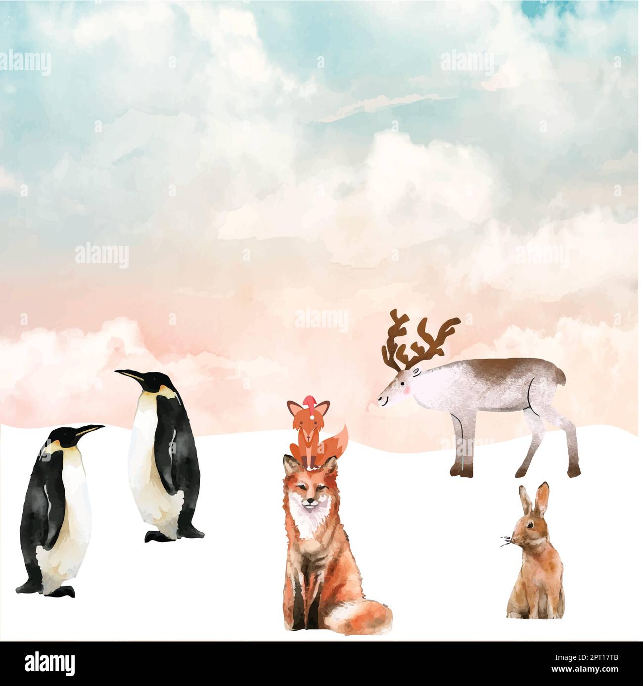 Watercolor Winter Animals Clipart Stock Vector Image & Art - Alamy