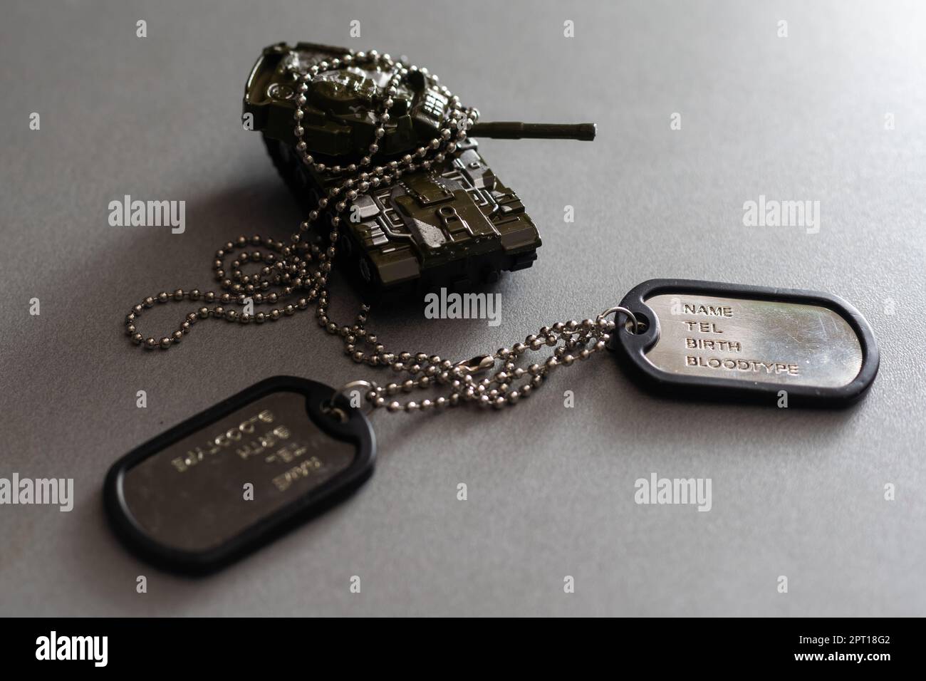 Military ID tags isolated on white background Stock Photo - Alamy