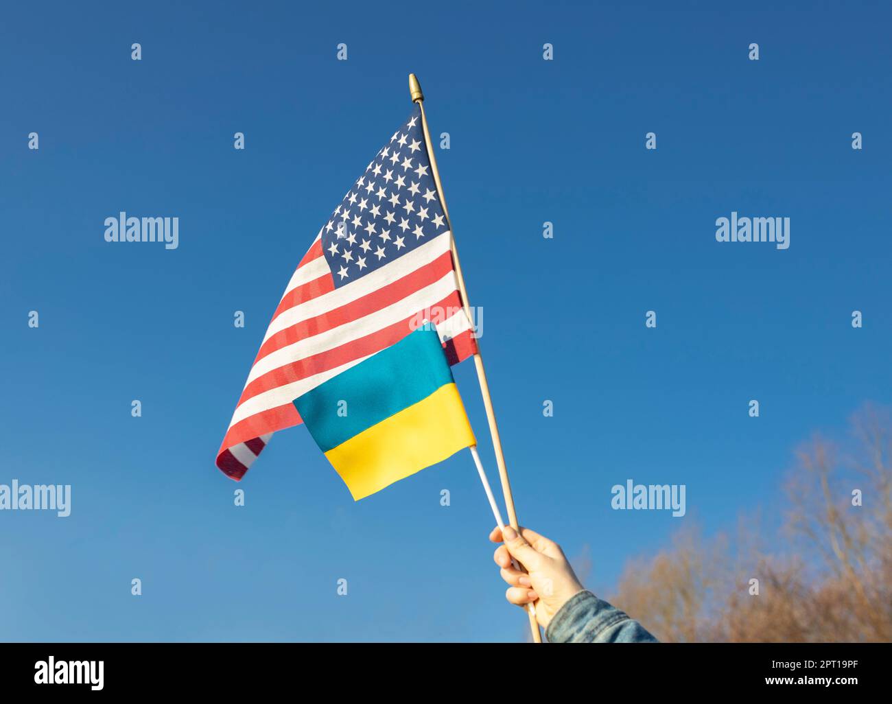 Ukrainian american flags solidarity hi-res stock photography and images ...