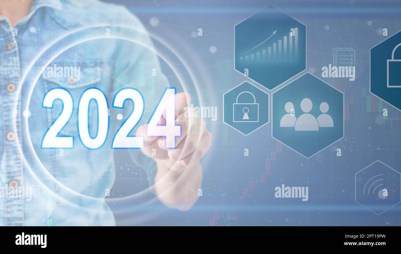 2024 grey transparent button on gray virtual touchscreen interface. New ...
